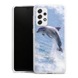 DeinDesign Galaxy A33 5G Handy Silikon H&uuml;lle Case wei&szlig; Handyh&uuml;lle Dolphin Wale Ocean Silikon Case