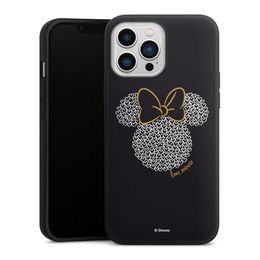 DeinDesign iPhone 13 Pro Max Handy Premium Silikon H&uuml;lle Handyh&uuml;lle schwarz Case Minnie Mouse Muster Disney Silikon Premium Case