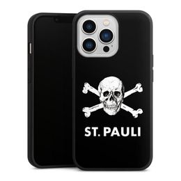 DeinDesign iPhone 13 Pro Handy Premium Silikon H&uuml;lle Handyh&uuml;lle schwarz Case Totenkopf Fc St. Pauli Official Licensed Product Silikon Premium Case