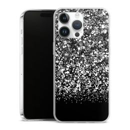 DeinDesign iPhone 15 Pro Max Handy Silikon H&uuml;lle Case transparent Handyh&uuml;lle Muster Snowflake Glitzer Silikon Case
