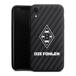 DeinDesign iPhone Xr Handy Premium Silikon H&uuml;lle Handyh&uuml;lle schwarz Case Borussia M&ouml;nchengladbach Carbon Gladbach Silikon Premium Case