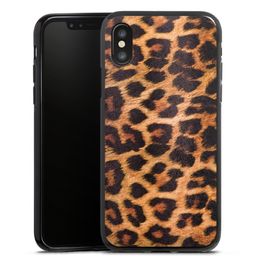 DeinDesign iPhone X Handy Silikon H&uuml;lle Case schwarz Handyh&uuml;lle Animal Print Leopard Fur