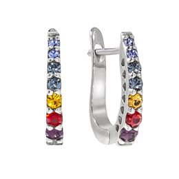 Vivance Paar Creolen 925/- Sterling Silber rhodiniert Kristall bunt, weiß