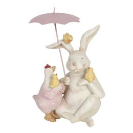 Clayre & Eef Clayre & Eef Osterfigur Osterhase mit Huhn Osterdeko Schirm Tischdeko 12 x H 16cm