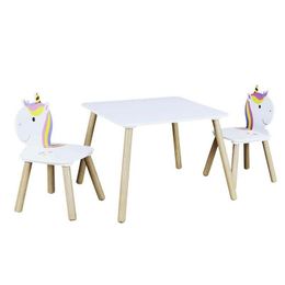 The Home Deco Kids - Tisch und 2 Stühle aus Holz Einhorn Lily