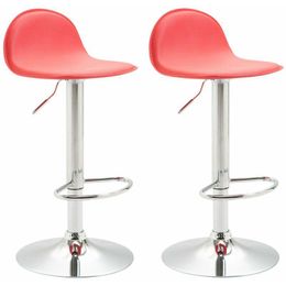 CLP 2er Set Barhocker Lana V2 Kunstleder rot chrom