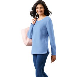 Damen Fleeceshirt mit abgerundetem Saum eisblau, Gr&ouml;&szlig;e 42