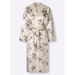 w&auml;schepur w&auml;schepur Damen Morgenmantel in Satin-Qualit&auml;t, elfenbein-dunkelrot, Gr&ouml;&szlig;e 36/38