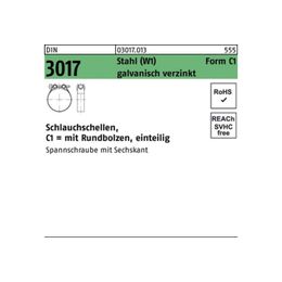 Reyher Schlauchschelle 100er Pack Schlauchschelle DIN 3017 W1 FormC1 121-130/25 Stahl galv.verz. 25StückDIN 3017 Stahl (W1) Form C1 galvanisch verzinkt Schlauchschellen · mit Rundbolzen · einteilig