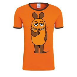 logoshirt T-Shirt 'Die Sendung mit der Maus - Die Maus' Herren Gr&ouml;&szlig;e XS braun / orange / schwarz