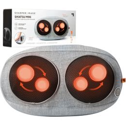 Sharper Image Shiatsu-Massagekissen Massagegerät für Auto/Büro/Homeoffice, mit Wärmefunktion für Nacken & Rücken, grau