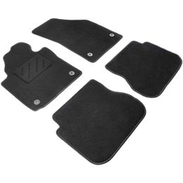 WALSER Passform-Fußmatten Standard (4 St), z.B. für VW Caddy III, VW Caddy IV, 2 Schiebetüren, schwarz