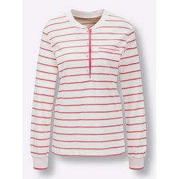 Ringella Damen Schlafanzug mit elastischen B&uuml;ndchen, koralle-geringelt, Gr&ouml;&szlig;e 36/38