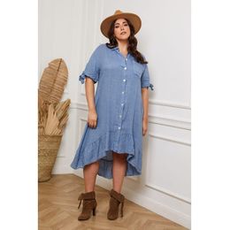 Plus Size Company Leinen-Kleid "Bosnik" in Blau - 40