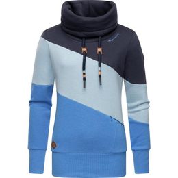 Ragwear Sweatshirt Rumika modischer Longsleeve Pullover mit Schlauchkragen, blau