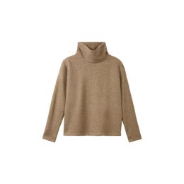 Tom Tailor Damen Bequemes Sweatshirt mit Rollkragen, braun, Melange Optik, Gr. XXL