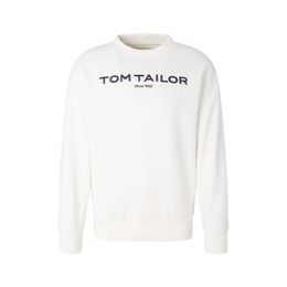 Tom Tailor Herren Sweatshirt mit Logoprint, weiß, Logo Print, Gr. L