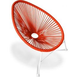 PRIVATEFLOOR Stuhl für den Außenbereich - Gartenstuhl - Acapulco Orange - Stahl, Synthetisches Rattan, Metall, Kunststoff - Orange