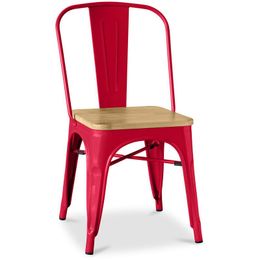 PRIVATEFLOOR - Stylix Stuhl quadratischen Holz - Metall Rot - Holz, Eisen, Metall, Holz - Rot
