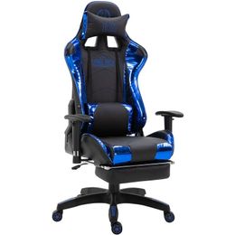 CLP - Gaming Bürostuhl Turbo xl mit Fußablage schwarz/blau Kunstleder (metallic)