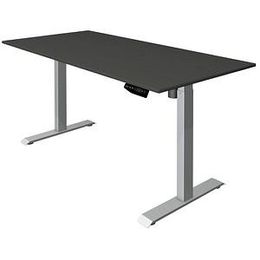 Kerkmann Move 1 elektrisch höhenverstellbarer Schreibtisch anthrazit rechteckig, T-Fuß-Gestell silber 160,0 x 80,0 cm