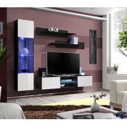 JVmoebel Wohnzimmer-Set Moderne Design Wohnwand Hänge Vitrine TV-Ständer Wand Regale Luxus