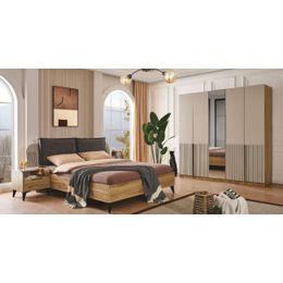 JVmoebel Schlafzimmer-Set Schlafzimmer Set Design Modern Luxus Bett 2x Nachttische schrank 4tlg
