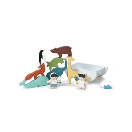Tender Leaf Toys Spielbausteine Boot mit Tieren Holzspielzeug Holzbausteine