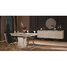 JVmoebel Esszimmer-Set Luxus Esszimmer Set Esstisch 4x Stöhle und Sideboard Spiegel 7tlg