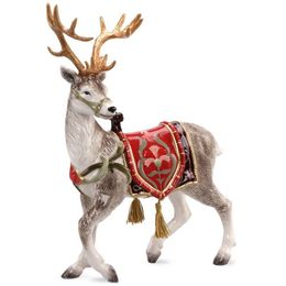 Goebel Weihnachtsfigur Fitz & Floyd XMAS, Weihnachtsdeko, Steingut, Figur - Rentier mit Sattel Rot, bunt