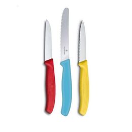 Victorinox Gemüsemesser 3-tlg. Gemüsemesser-Set Küchenmesser Set Swiss Classic Bunter Mix