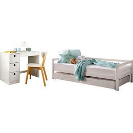 Lüttenhütt Lüttenhütt Jugendzimmer-Set Alpi, (Spar-Set, 2-St), Daybed mit 2. Liegefläche und Schreibtisch mit Stauraum, platzsparend, weiß