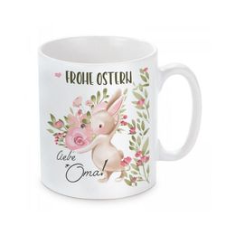 Herzbotschaft Tasse Kaffeebecher mit Motiv Frohe Ostern liebe Oma!