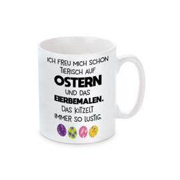 Herzbotschaft Tasse Kaffeebecher mit Motiv Ich freu mich schon tierisch auf Ostern