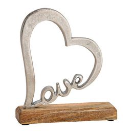 NO NAME Dekofigur Herzfigur mit Love-Schriftzug aus Alu + Holz