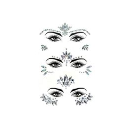 FADEDA Schmuck-Tattoo 3x Edelsteine Glitzer Schmucksteine Gesicht Juwelen Kristalle Party