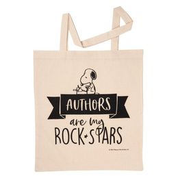 United Labels® Tragetasche The Peanuts Snoopy Stoffbeutel Authors are my rock stars Beige