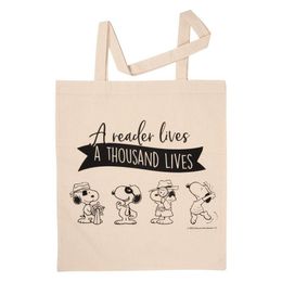 United Labels® Tragetasche The Peanuts Snoopy Stoffbeutel A reader lives a thousand lives Beige