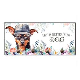 Cadouri Wandgarderobe ZWERGPINSCHER Design-Hundegarderobe für Hundezubehör (Garderobe mit 4 Haken)