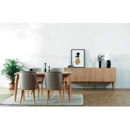 JVmoebel Esszimmer-Set Esstisch 4х Stühle Luxus Sideboard 6tlg Esszimmer Set Gruppe Garnitur