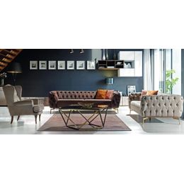 JVmoebel Wohnzimmer-Set Sofagarnitur 3+3+1 Sitzer Set Design Polster Couchen Chesterfield