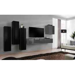 JVmoebel Wohnzimmer-Set Grau TV Ständer Sideboard Luxus Wohnwand Wohnzimmer Einrichtung