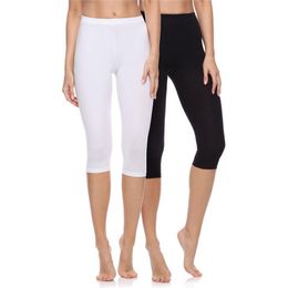 Merry Style Leggings Caprihose Damen 3/4 Hosen MS10-199 (2-tlg) aus Baumwolle