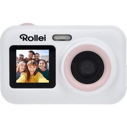 Rollei Sportsline Fun Digitale Kompaktkamera Weiß, 5 x opt. Zoom, 2.4-Zoll-Display an der Rückseite, 1.3-Zoll-Selfie-Display Frontseite