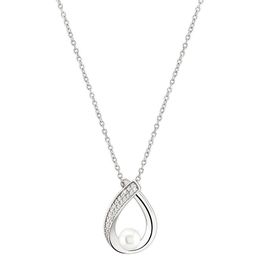 UNIKE JEWELLERY Kette mit Anhänger CLASSY OVAL PEARL, UK.CL.1204.0163, mit Zirkonia (synth) - mit Perle (synth), silberfarben|weiß