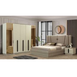 JVmoebel Schlafzimmer-Set Bett Nachttisch Kleiderschrank Schlafzimmer Set Design Modern Luxus