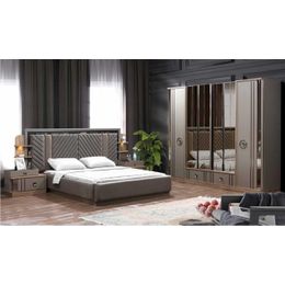 JVmoebel Schlafzimmer-Set Design Luxus Möbel Modern Bett 2x Nachttisch schrank 4tlg