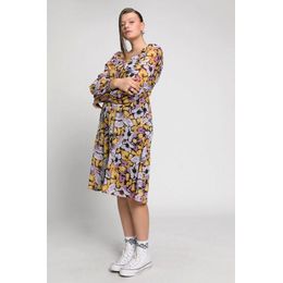 Studio Untold Jerseykleid Blumen-Kleid A-Line Carree-Ausschnitt Langarm