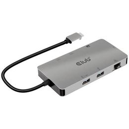 Club3D CSV-1593 8 Port USB-C® (USB 3.2 Gen 2) Multiport Hub Grau