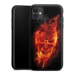 DeinDesign iPhone 11 Handy Premium Silikon H&uuml;lle Handyh&uuml;lle schwarz Case Totenkopf Skull Fire Silikon Premium Case